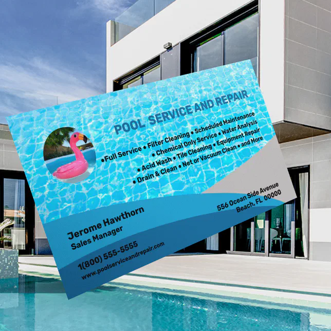 Pool Service and Repair Business Card | Zazzle