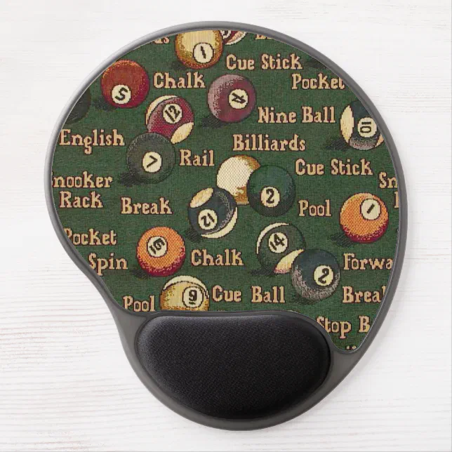 Pool Shark Billiard Balls Background Gel Mouse Pad | Zazzle