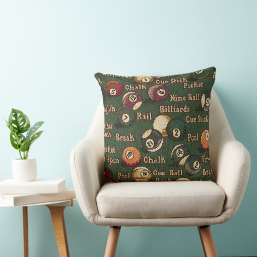 Pool Shark Billiard Balls Background Throw Pillow | Zazzle