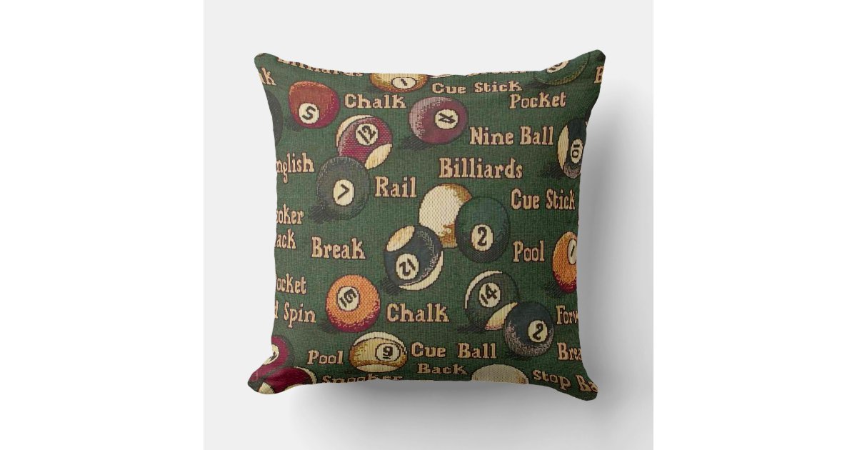 Pool Shark Billiard Balls Background Throw Pillow | Zazzle