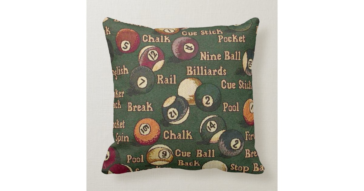 Pool Shark Billiard Balls Background Throw Pillow | Zazzle.com