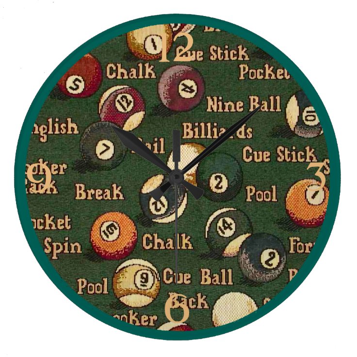 Pool Shark Billiard Balls Background Wall Clock | Zazzle