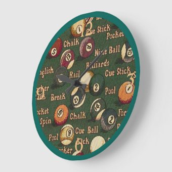Pool Shark Billiard Balls Background Wall Clock | Zazzle