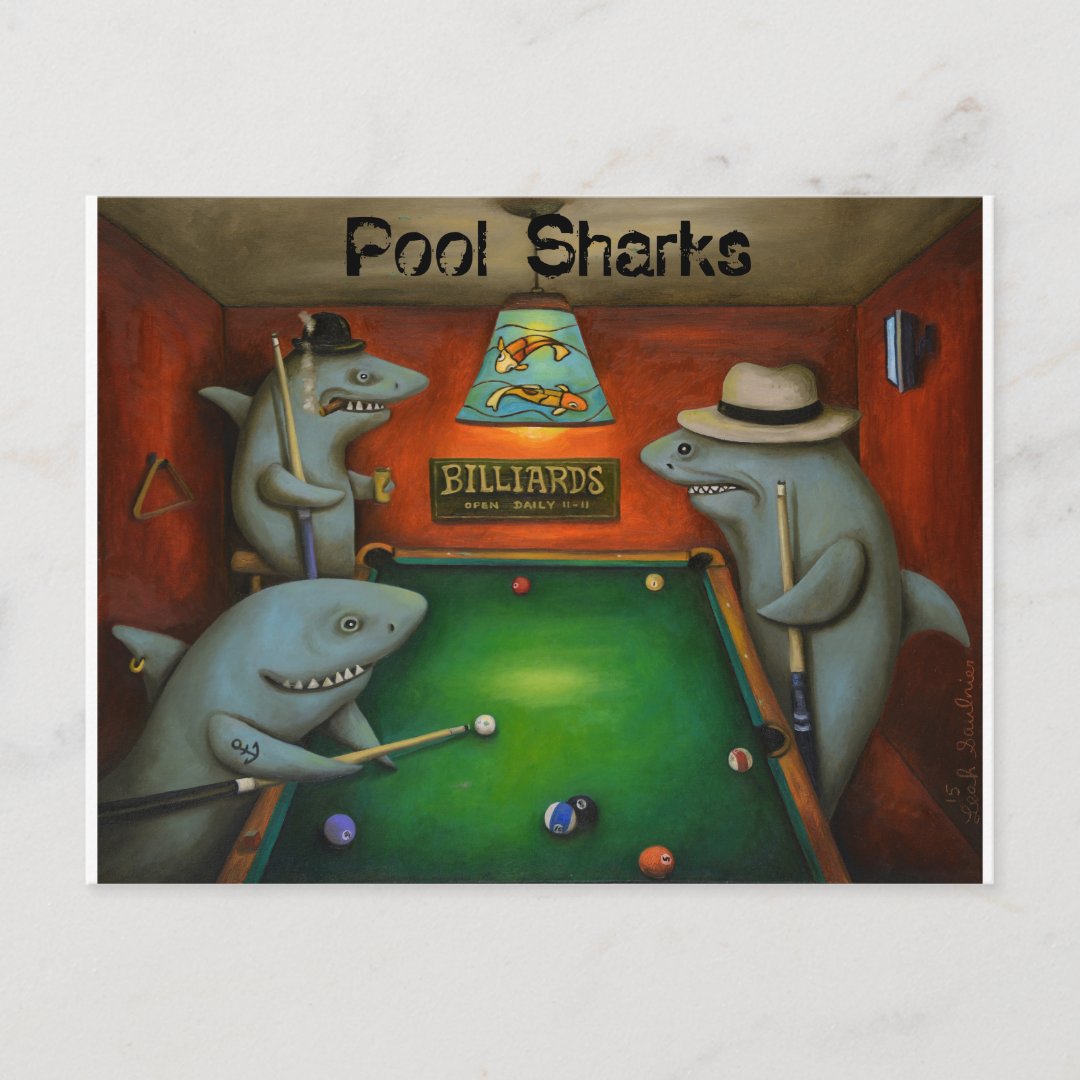Pool Sharks with Lettering Postcard | Zazzle