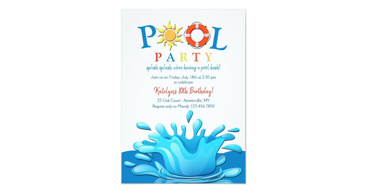 Pool Splash Invitation | Zazzle.com
