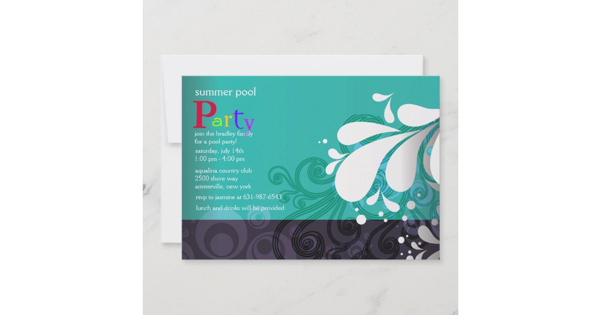 Pool Splash Invitation | Zazzle