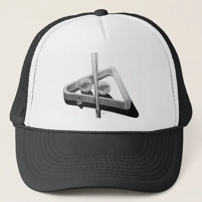 Pool stick billiards Pencil sketch Trucker Hat | Zazzle