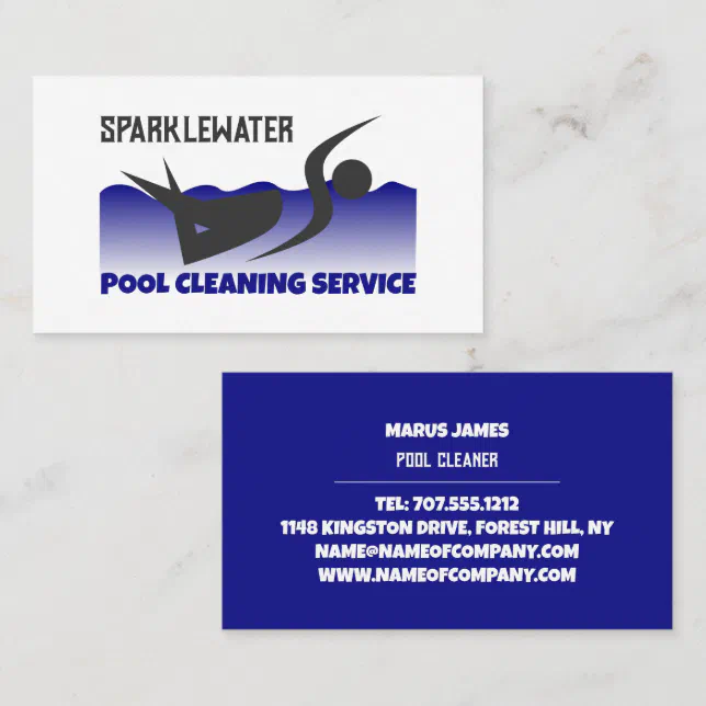 Pool Swimmer Design, Swimming Pool Cleaner Business Card | Zazzle