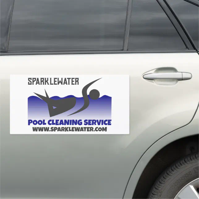 Pool Swimmer Design Swimming Pool Cleaning Service Car Magnet | Zazzle