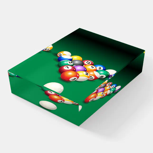 Pool Table and Balls Ready to Play Paperweight | Zazzle