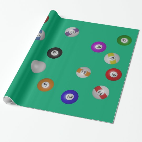 Pool Table and Balls Wrapping Paper | Zazzle.com