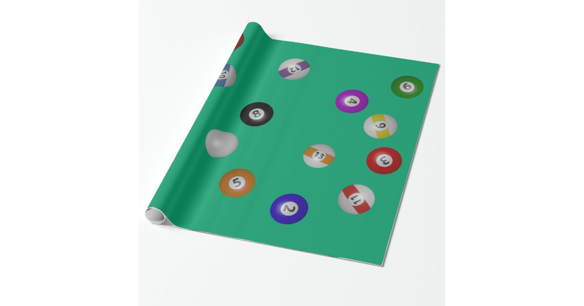 Pool Table and Balls Wrapping Paper | Zazzle
