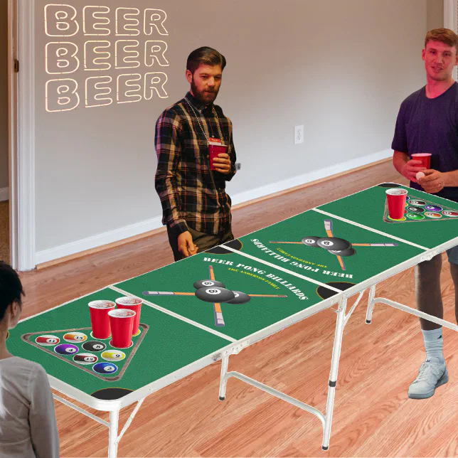 Pool Table Billiards Beer Pong Table | Zazzle