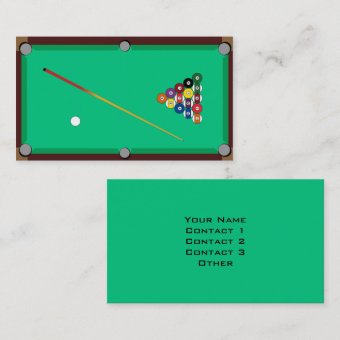 Pool Table Business Card | Zazzle