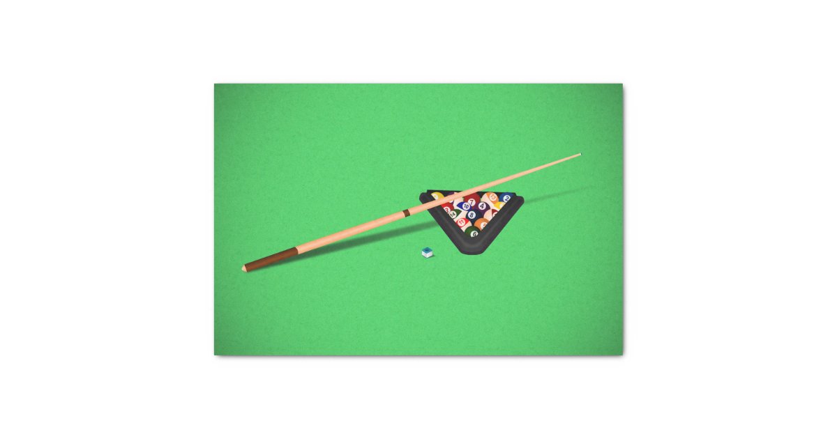 Pool Table Cue Stick and Balls Tissue Paper | Zazzle