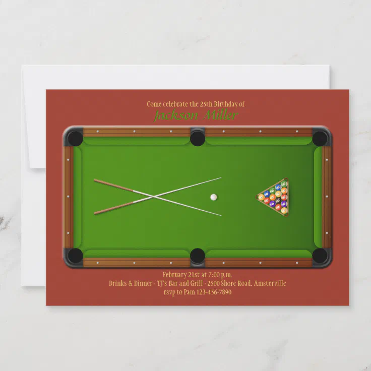 Pool Table Invitation | Zazzle