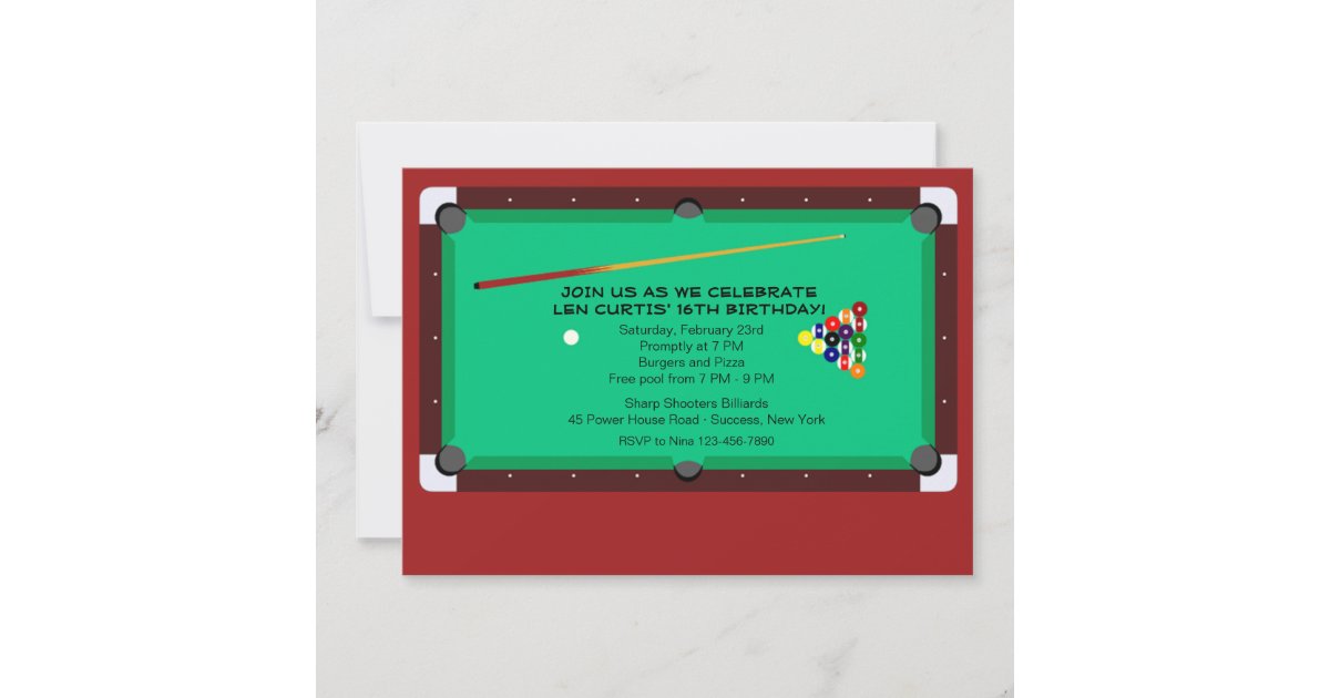 Pool Table Invitation | Zazzle