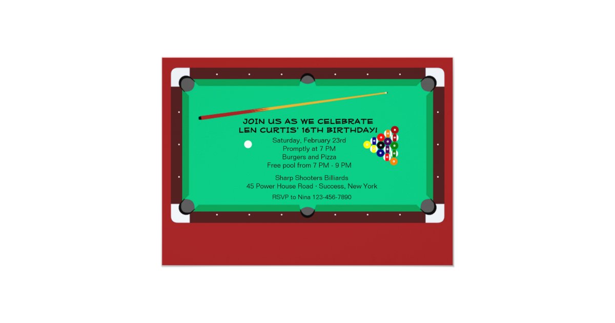 Pool Table Invitation | Zazzle.com