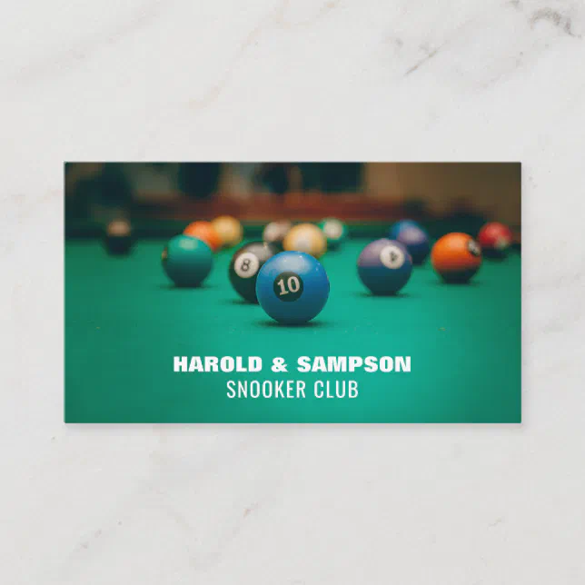 Pool Table, Pool & Snooker Player/Club Business Card | Zazzle