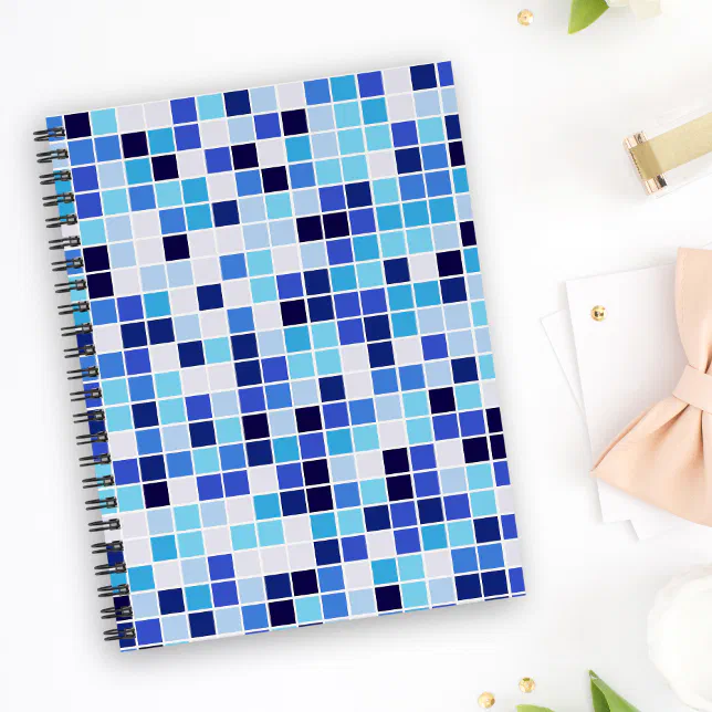 Pool Tiles, Blue Mosaic Tiles, Geometric Pattern Notebook | Zazzle