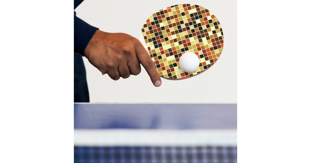 Pool Tiles, Brown Mosaic Tiles, Geometric Pattern Ping Pong Paddle | Zazzle