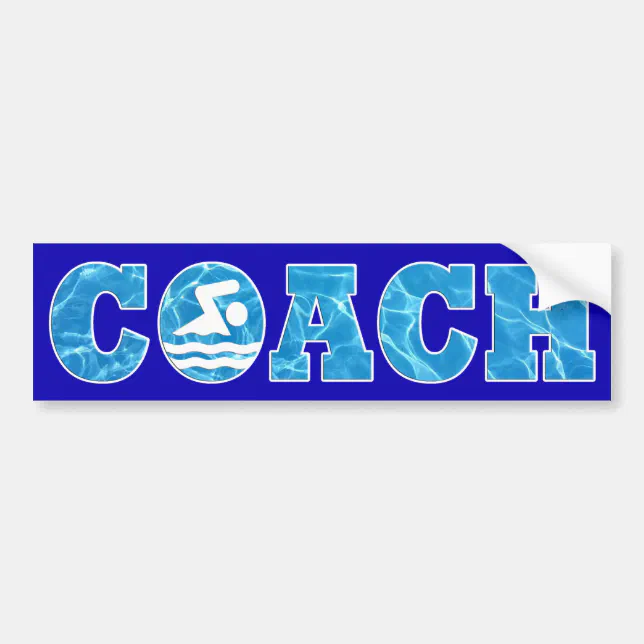Pool Water COACH Bumper Sticker for Swim Coaches | Zazzle