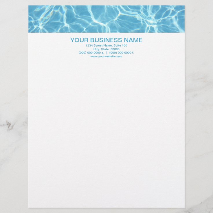 Pool Water Letterhead | Zazzle