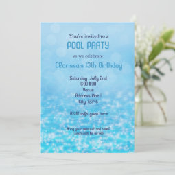 Pool Water Swim Swimming Summer Beach Party Invitation | Zazzle