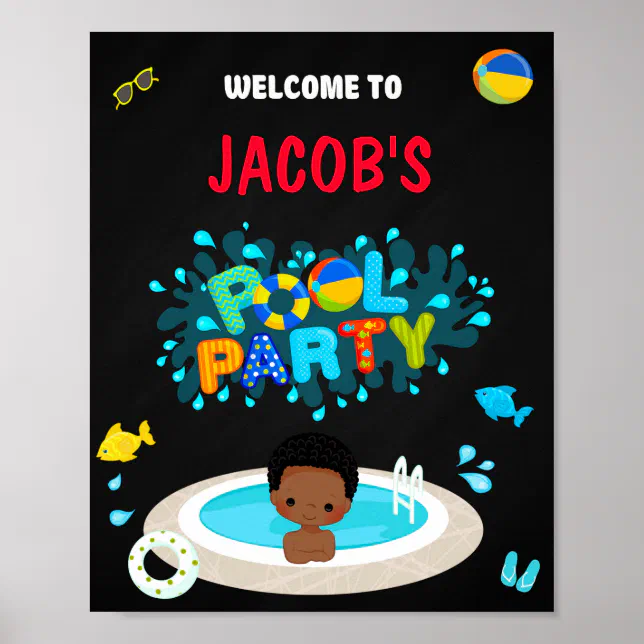 Pool welcome party sign Boy splish splash swim fun | Zazzle