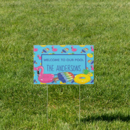 Pool Welcome Sign Bright Colored Pool Floats | Zazzle