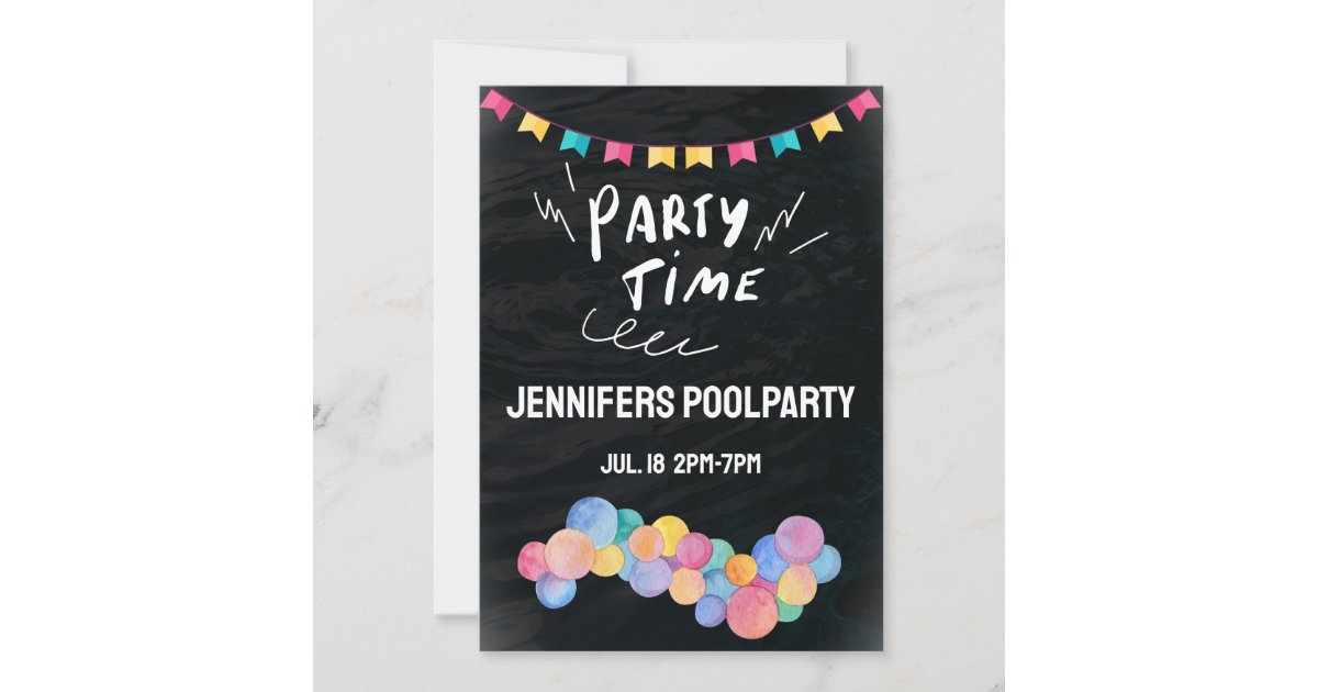 Poolparty Party Time Invitation | Zazzle