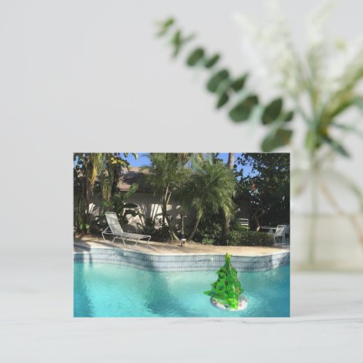 Poolside Christmas Holiday Postcard | Zazzle