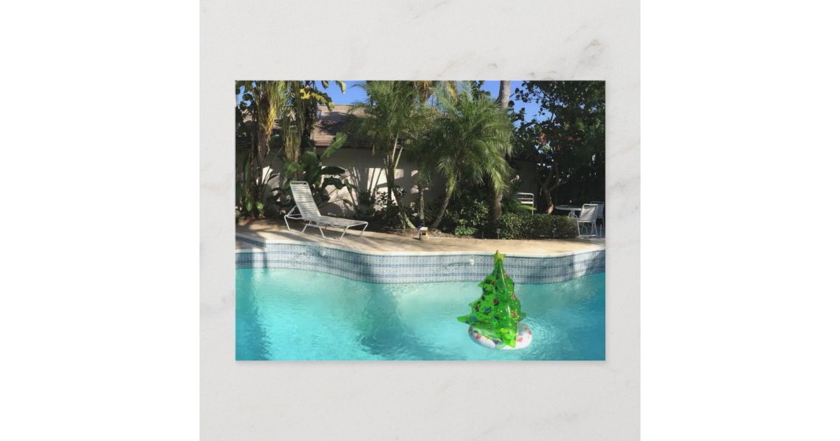 Poolside Christmas Holiday Postcard | Zazzle