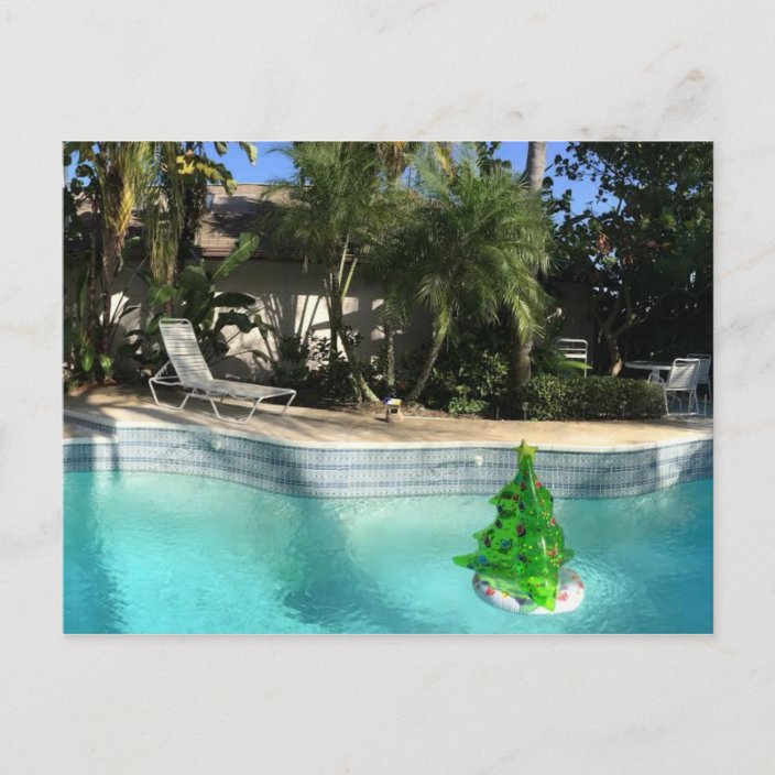 Poolside Christmas Holiday Postcard | Zazzle.com