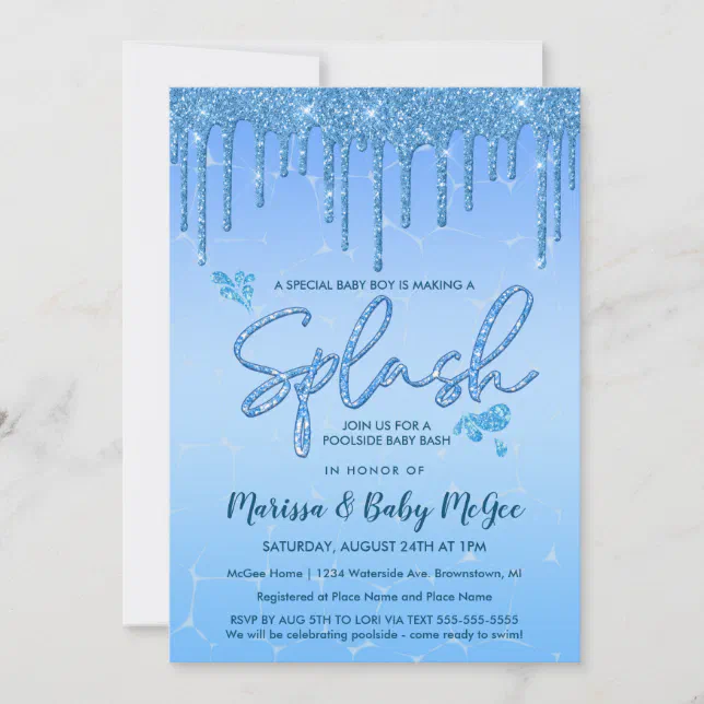 Poolside Pool Party Baby Shower Invitation | Zazzle