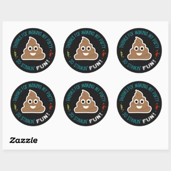 Poop Emoji Funny Birthday Party Thank You Stickers | Zazzle