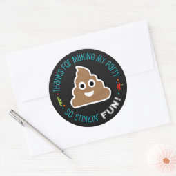 Poop Emoji Funny Birthday Party Thank You Stickers | Zazzle