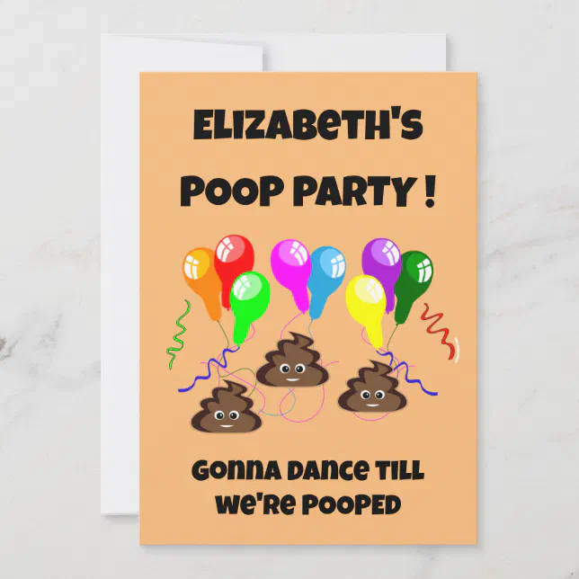 POOP emoji happy birthday party Invitation | Zazzle