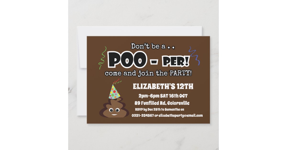 POOP emoji kids birthday party Invitation | Zazzle