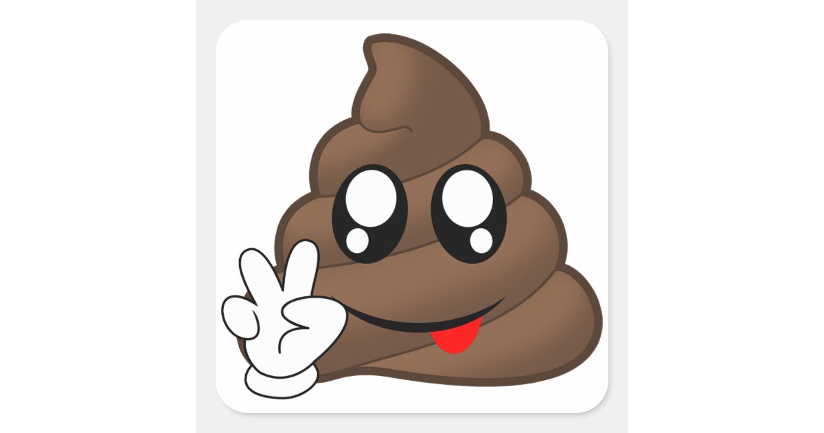Poop Emoji Peace Sign Hands Square Sticker | Zazzle