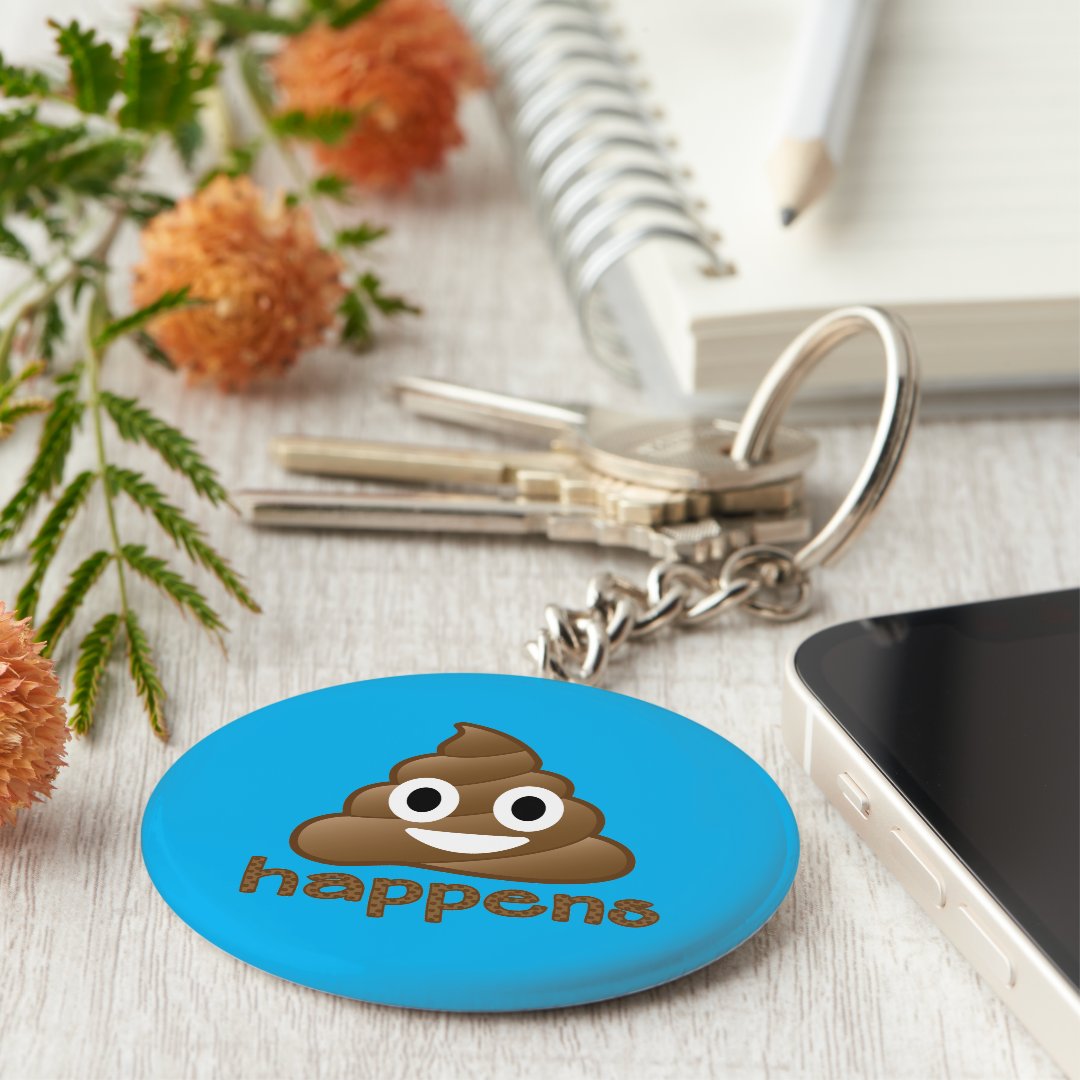 Poop Happens Emoji Keychain | Zazzle