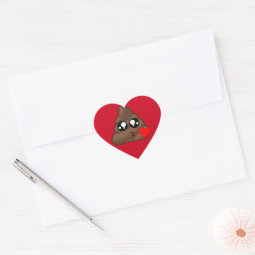 Poop Heart Love Emoji Heart Sticker | Zazzle