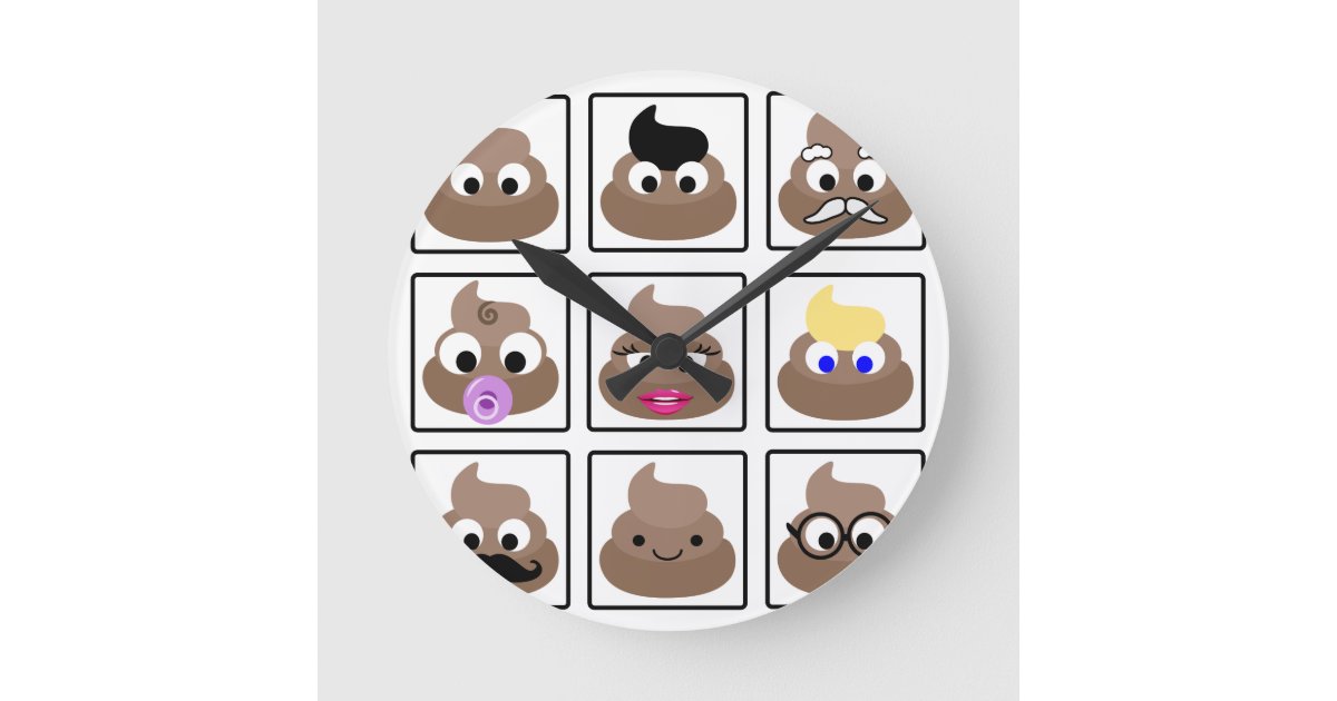 Poop Many Faces Round Clock | Zazzle