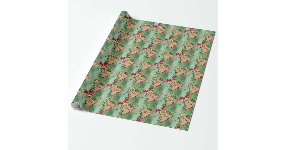 poop reindeer donald trump wrapping paper | Zazzle