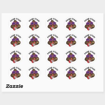 Poop Star Funny Pop Star Pun Classic Round Sticker | Zazzle