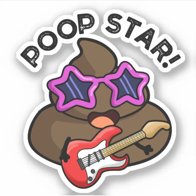 Poop Star Funny Pop Star Pun Sticker | Zazzle