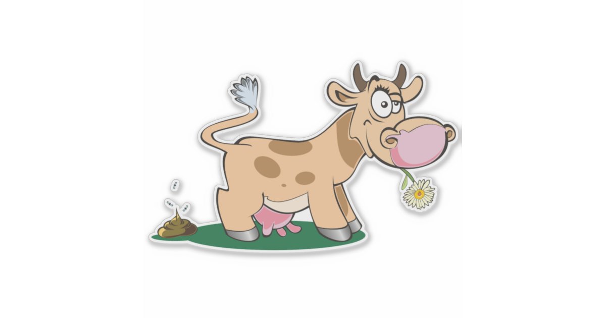 Pooping Cow Sticker | Zazzle