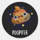 Poopiter Funny Planet Jupiter Pun Dark BG Classic Round Sticker | Zazzle