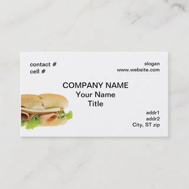 poor boy sub sandwich business card | Zazzle