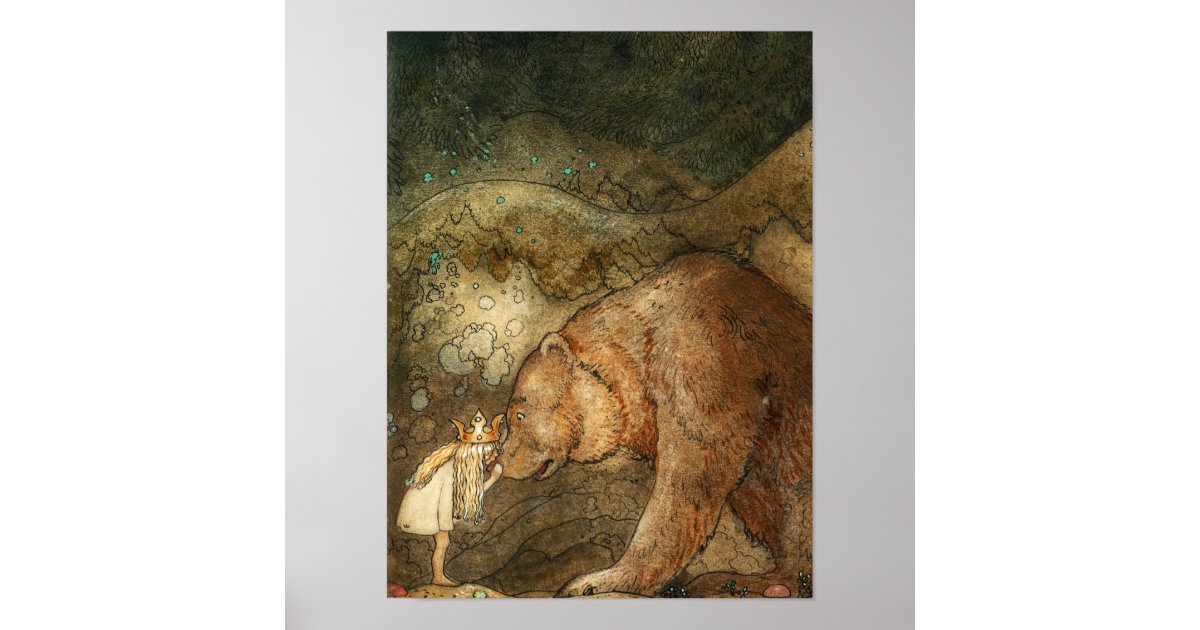 Poor Little Bear, 1912 by John Bauer Poster | Zazzle